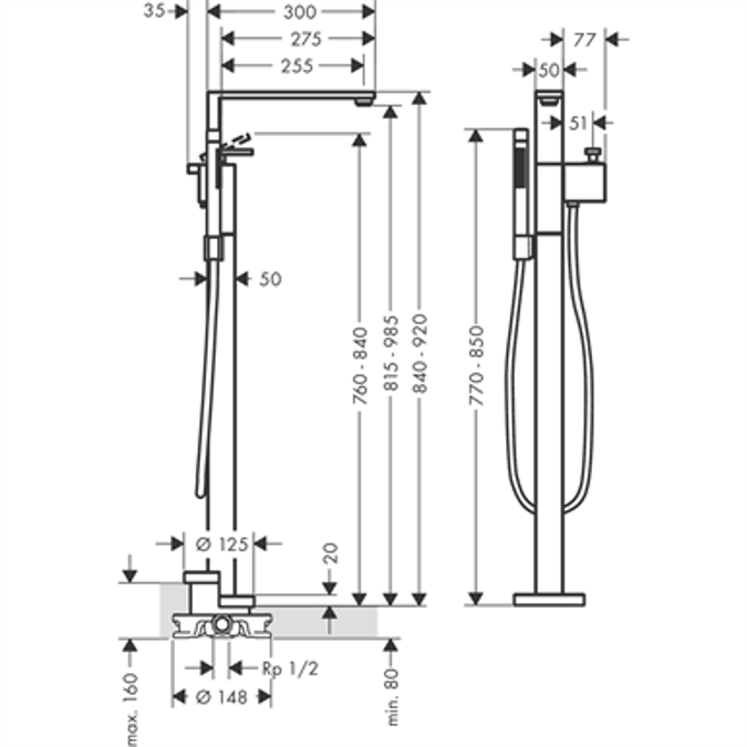 Objetos Bim - Download gratuito AXOR Edge bath mix.freest.diamond cut ...