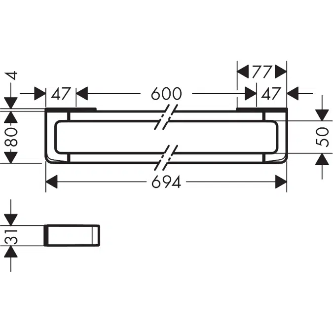 Objetos BIM - ¡Descarga gratis! AXOR Universal Softsquare Rail bath towel holder 600 mm | BIMobject