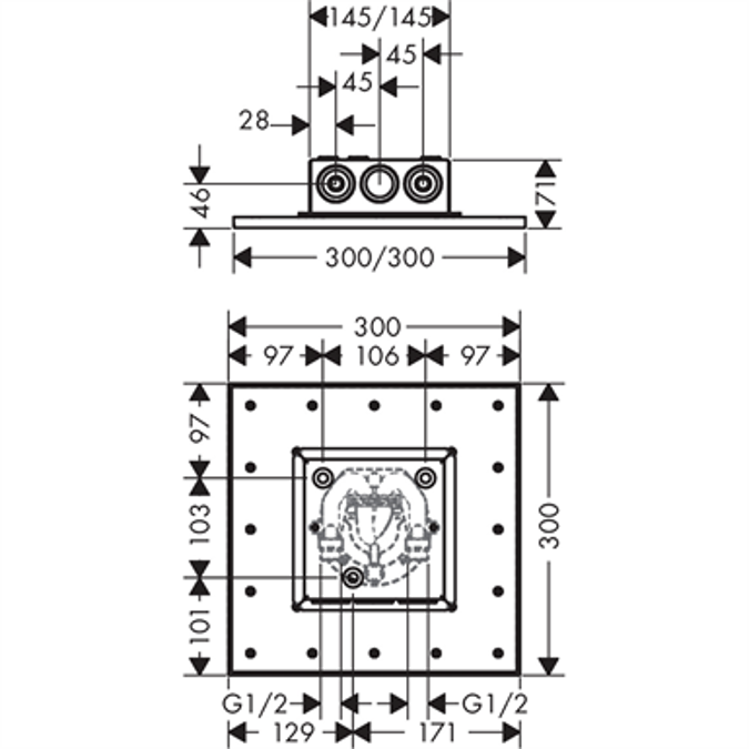BIM objects - Free download! AXOR ShowerSolutions Overhead shower 300/ ...