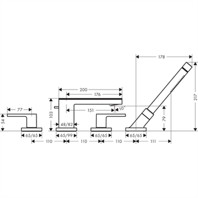 BIM objects - Free download! AXOR MyEdition 4-h.bath mixer rim chrome ...