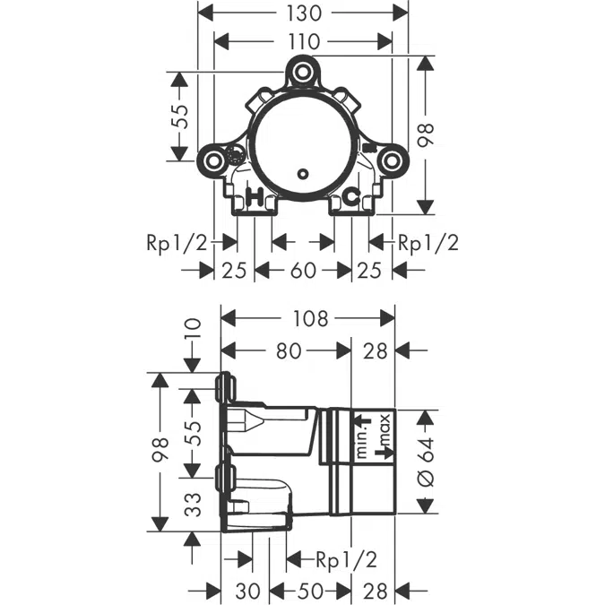 Objetos BIM - ¡Descarga gratis! AXOR Basic set for basin mixer for ...