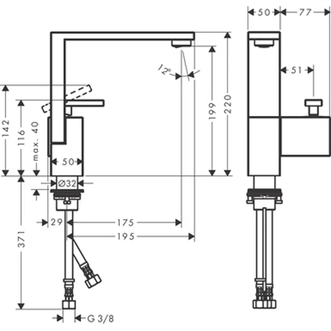 BIM objects - Free download! AXOR Edge basin mixer 190 chrome | BIMobject