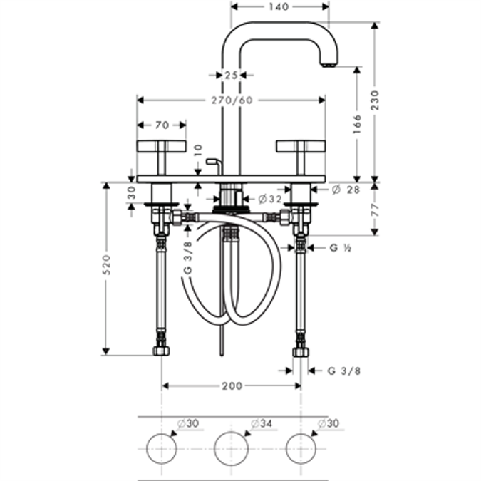 BIM objects - Free download! AXOR Citterio 3-h basin mix.plate/cross h ...