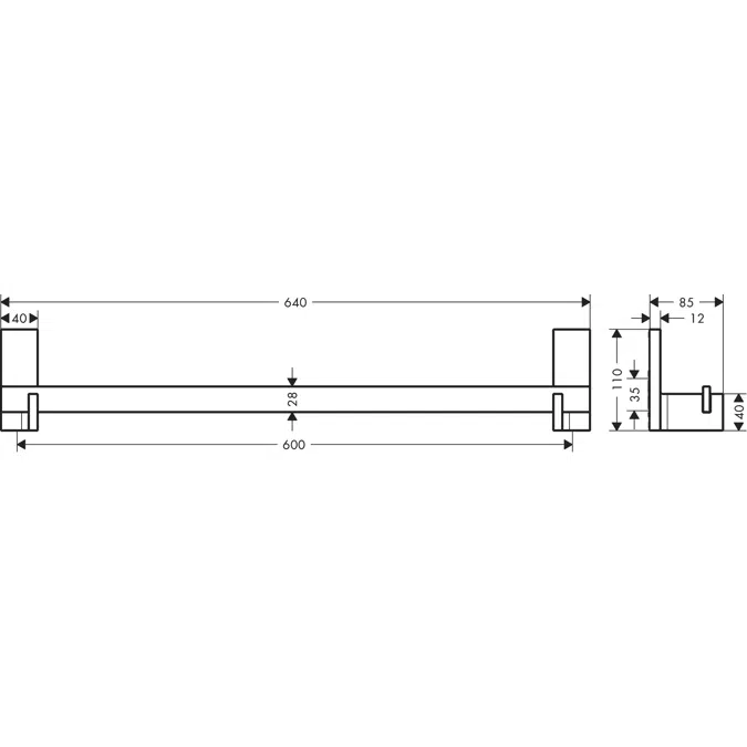 BIM objects - Free download! AXOR Universal Rectangular Bath towel rail ...