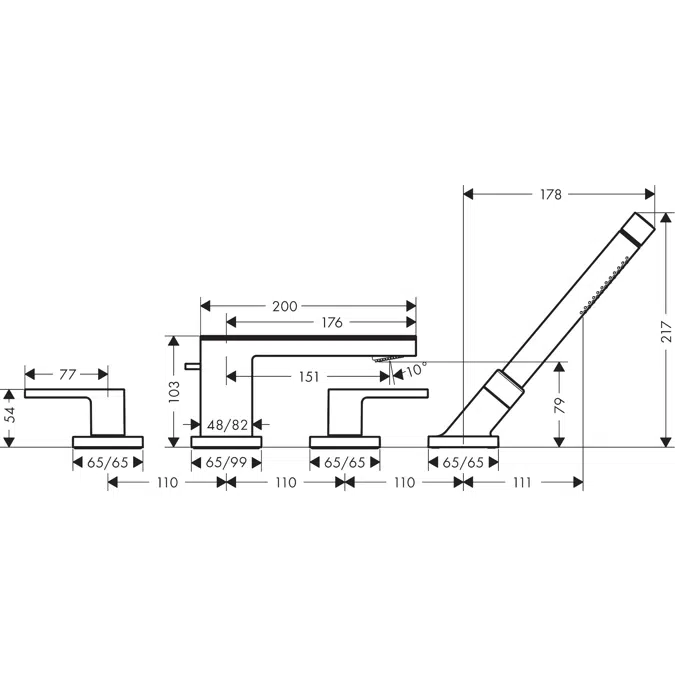 Objetos BIM - ¡Descarga gratis! AXOR MyEdition 4-hole rim mounted bath ...