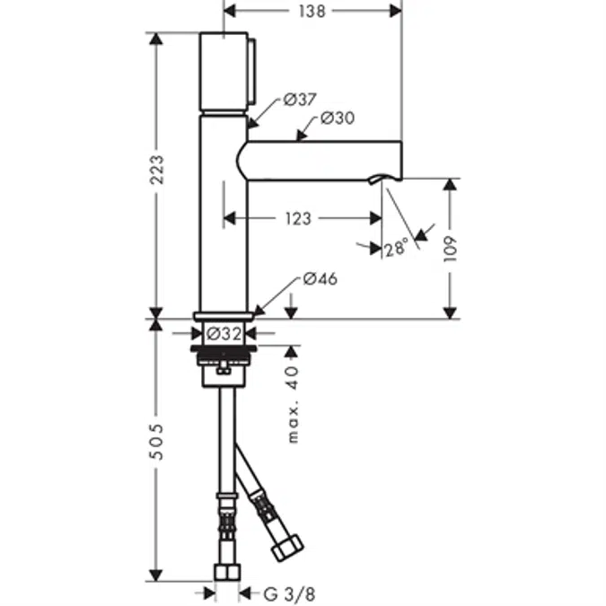 BIM objects - Free download! AXOR Uno BM 110 Select w/o rod chrom ...