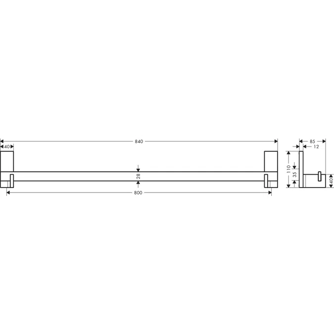 Objetos BIM - ¡Descarga gratis! AXOR Universal Rectangular Bath towel rail 800 mm | BIMobject