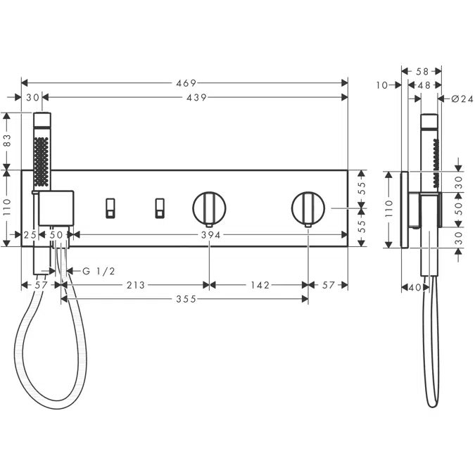 BIM objects - Free download! AXOR ShowerComposition Thermostatic module ...