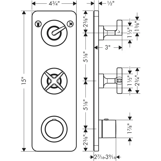 BIM objects - Free download! AXOR Citterio E Thermostatic module 380/ ...