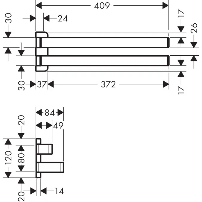 Objetos BIM - ¡Descarga gratis! AXOR Universal Softsquare Towel holder twin-handle | BIMobject