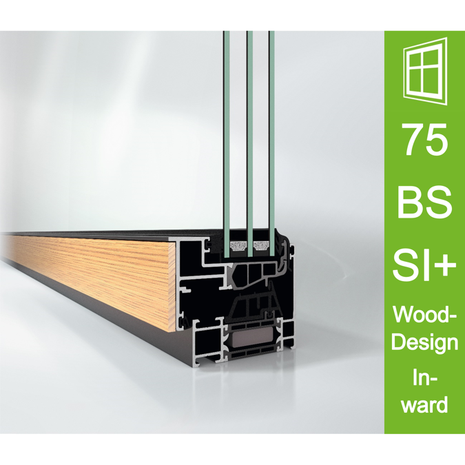 BIM objects - Free download! Window AWS 75 BS.SI+WoodDesign, Inward ...