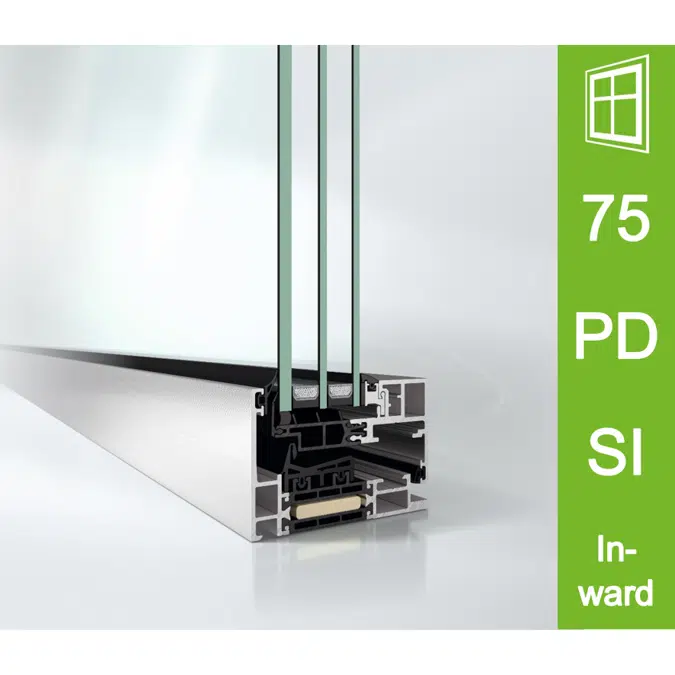 BIM objects - Free download! Window AWS 75 PD.SI, Inward opening ...