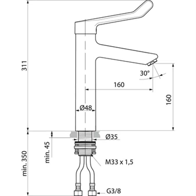 BIM objects - Free download! CERAPLUS BASIN MIXER RIM GRANDE SPOUT/H160 ...