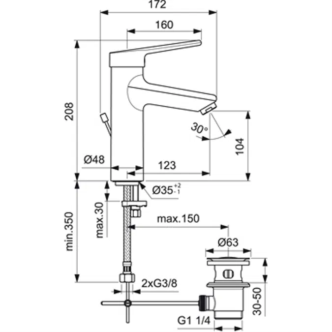 BIM objects - Free download! CERAPLUS BASIN MIXER RIM GRANDE H/MED PU/M ...