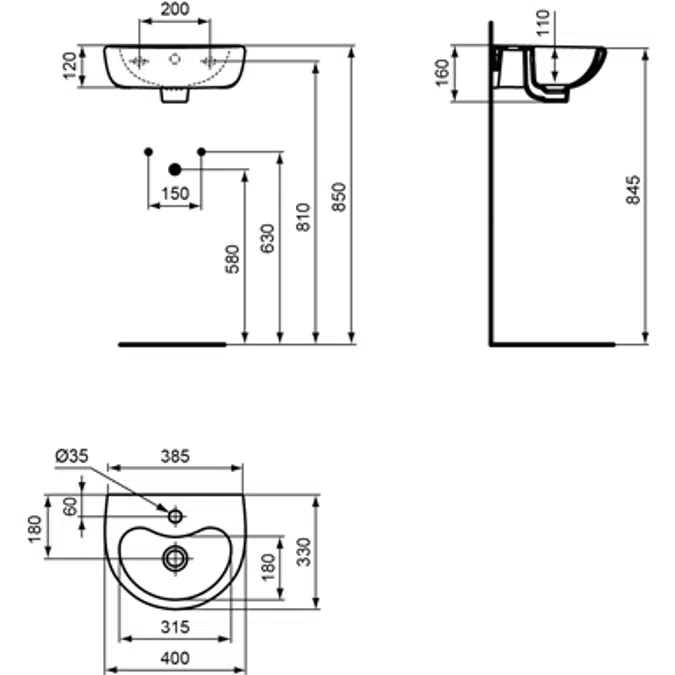 BIM objects - Free download! CONTOUR 21 - Sink 40 x 33 cm | BIMobject