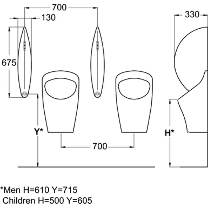 BIM objects - Free download! AXIF PLUS - Urinal separation 13 x 32 x 67 ...
