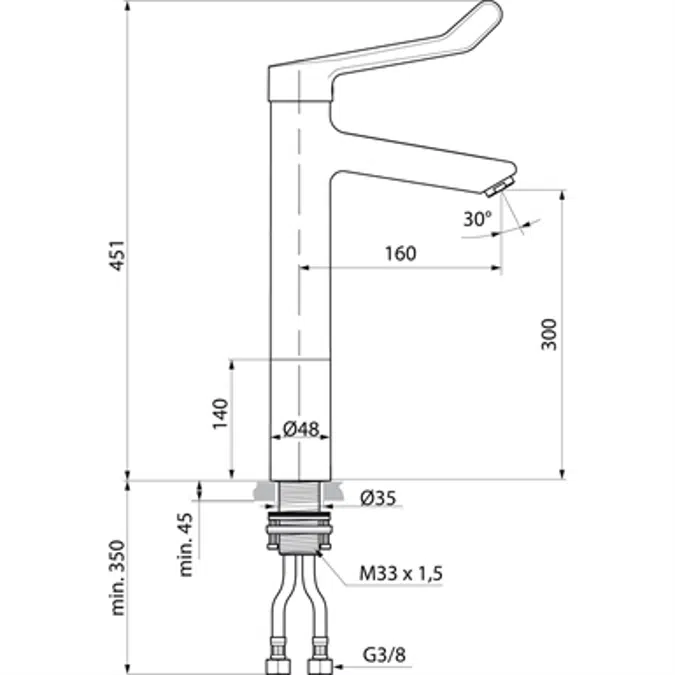 BIM objects - Free download! CERAPLUS BASIN MIXER RIM GRANDE SPOUT/H300 ...