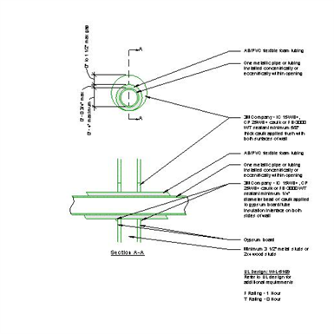 BIM objects - Free download! 3M Fire Sealant System WL5169 Insulated ...