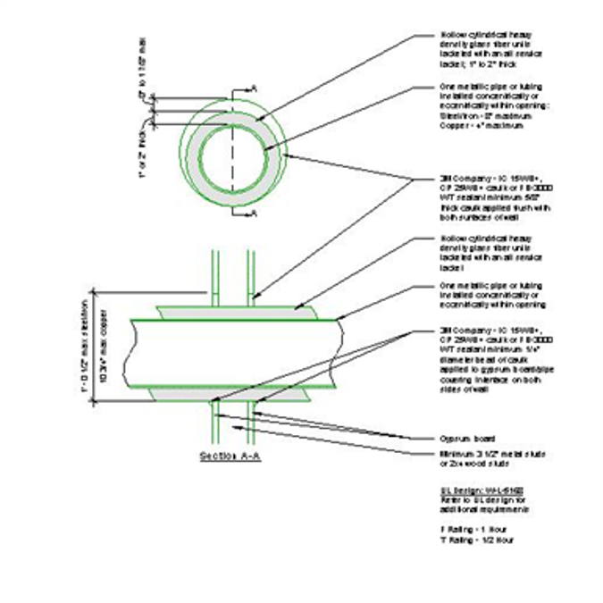 BIM objects - Free download! 3M Fire Sealant System WL5168 Insulated ...