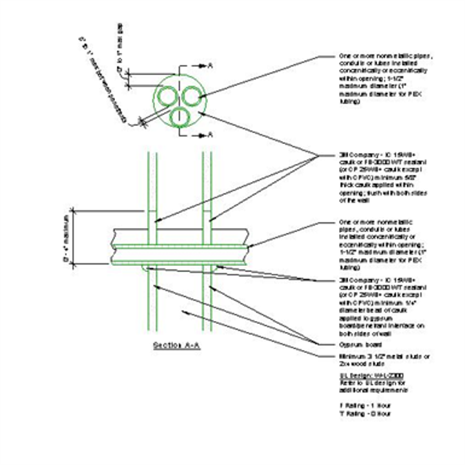 BIM objects - Free download! 3M Fire Sealant System WL2300 Nonmetal ...