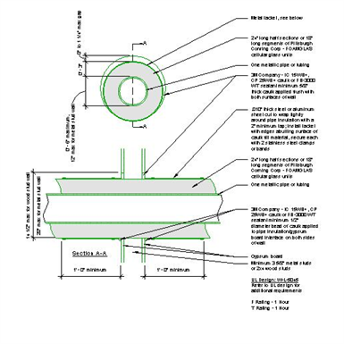 BIM objects - Free download! 3M Fire Sealant System WL5045 Insulated ...