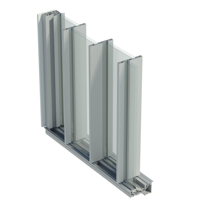 BIM objects - Free download! OS Double 2R 4 leaves sliding window with ...