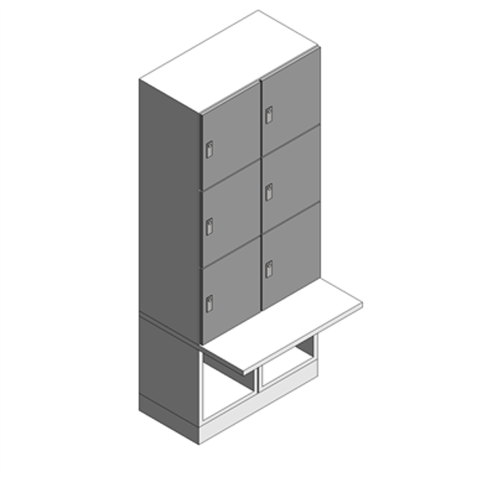 BIM objects - Free download! Day Use Lockers 2 Column - 3 Tier with ...