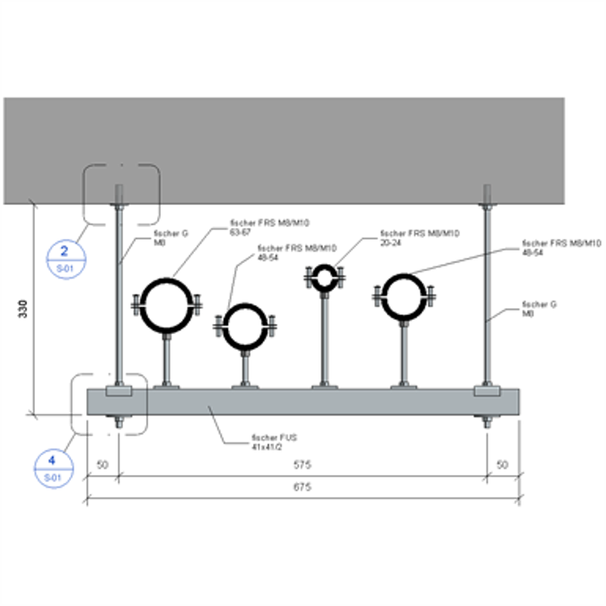 BIM objects - Free download! Slab mounted HVAC hanger assembly 1xHc ...