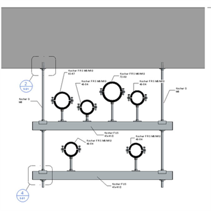BIM objects - Free download! Slab mounted HVAC hanger assembly 2xHc ...