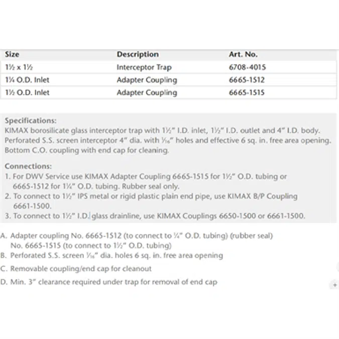 Objetos Bim - Download gratuito KIMAX Model 6708 Interceptor Trap, with ...