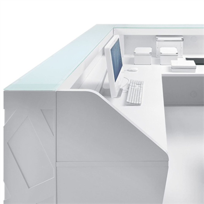 BIM objects - Free download! RECEPTION DESK ZIG-ZAG corner 02 | BIMobject