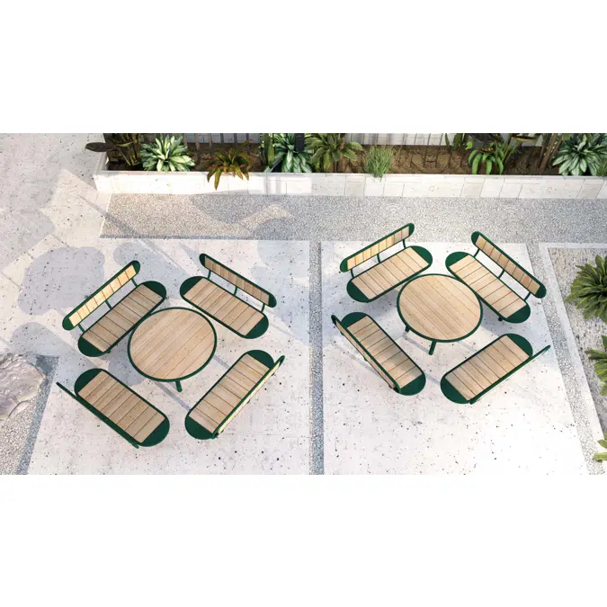 BIM objects - Free download! Nordhavn Oudoor Set w/ 4 Benches and 1 ...