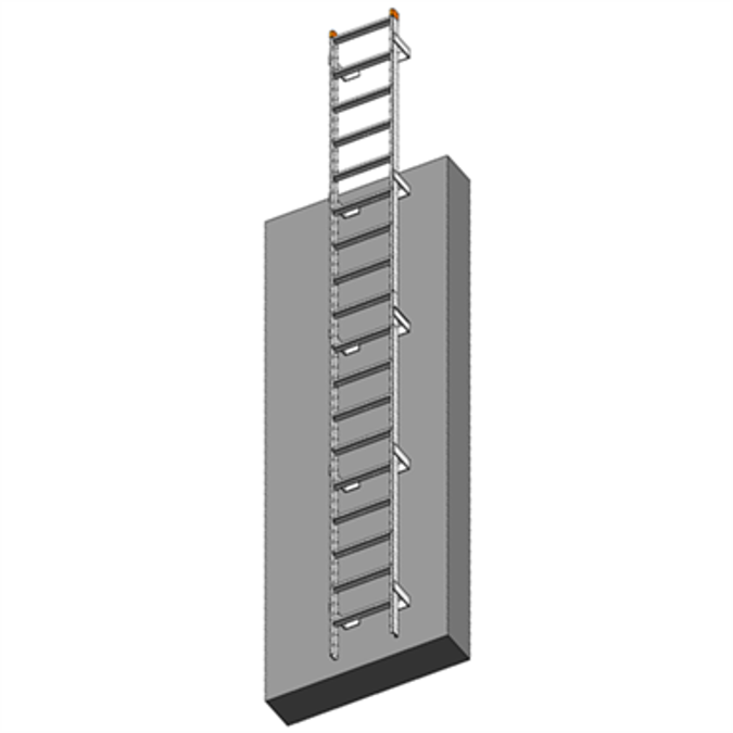 BIM objects - Free download! Fixed Aluminum Ladder w/ Overshoot | BIMobject