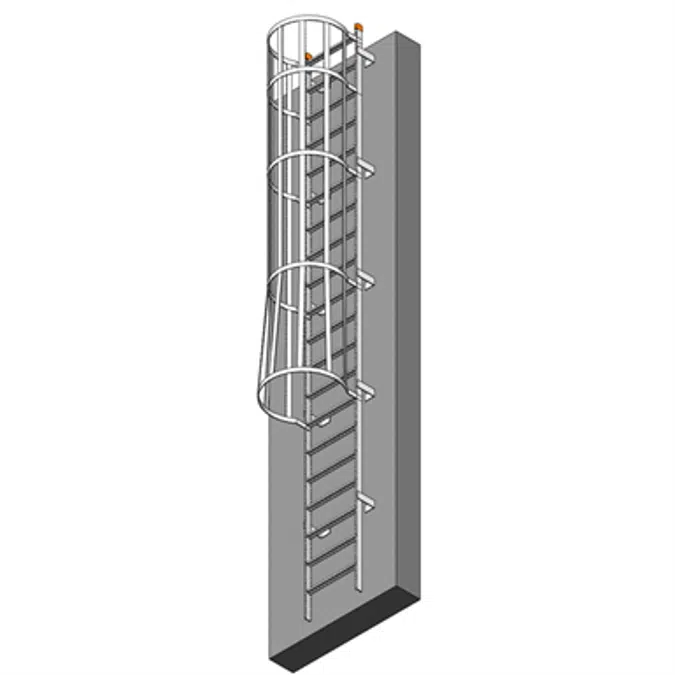 BIM objects - Free download! Fixed Aluminum Ladder w/ Cage To Roof ...