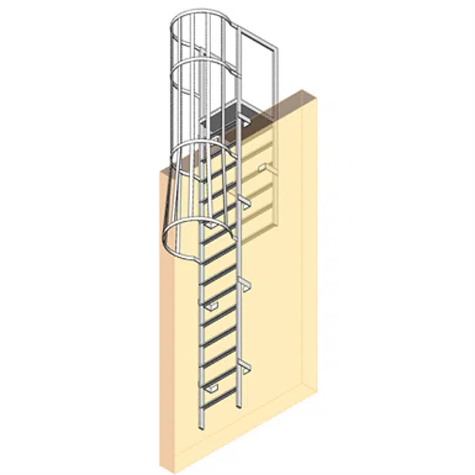 BIM objects - Free download! Tubular Aluminum Fixed Ladder w/ Cage ...