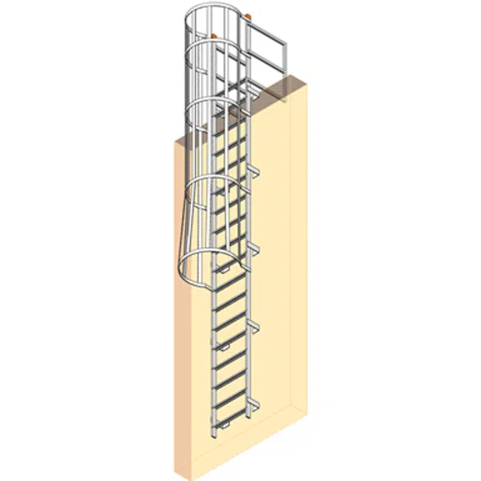 Objetos BIM - ¡Descarga gratis! Tubular Aluminum Fixed Ladder w/ Cage ...
