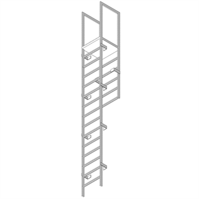 BIM objects - Free download! Tubular Aluminum Fixed Ladder w/ Parapet ...