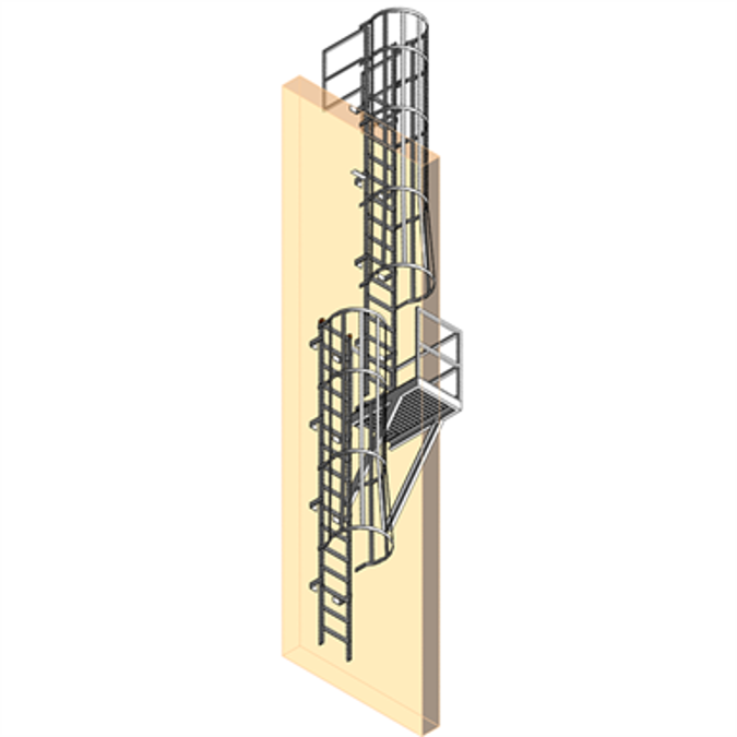 BIM objects - Free download! Fixed Aluminum Ladder w/ Cage And Rest ...
