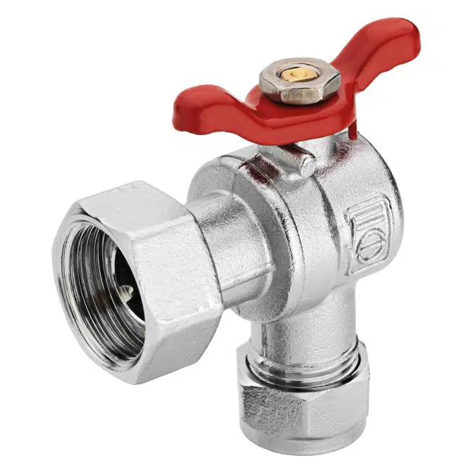 BIM objects - Free download! Angle ball valve with swivel nut for ...