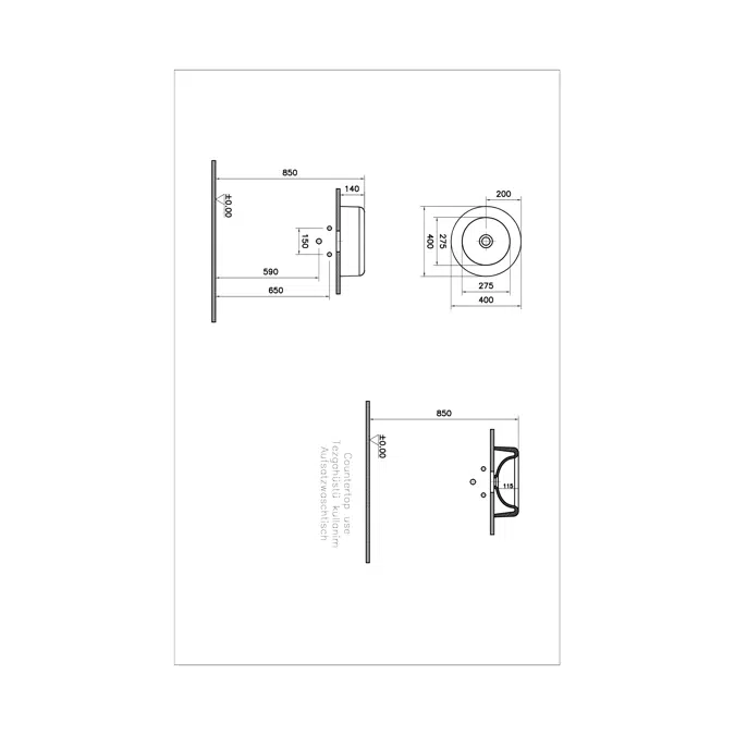 BIM objects - Free download! WashBasin - 40cm - Countertop - Liquid ...