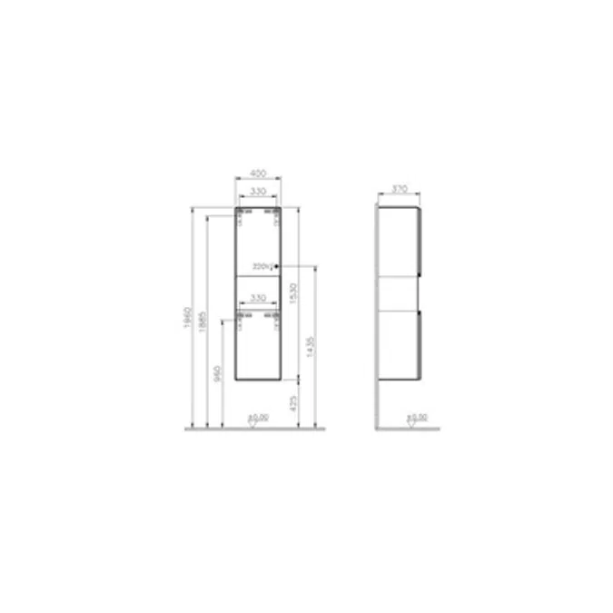 Objetos BIM - ¡Descarga gratis! Tall Unit - With Showcase - 40cm ...