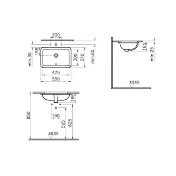 BIM objects - Free download! Wash Basin - Undercounter - 48cm - S20 ...