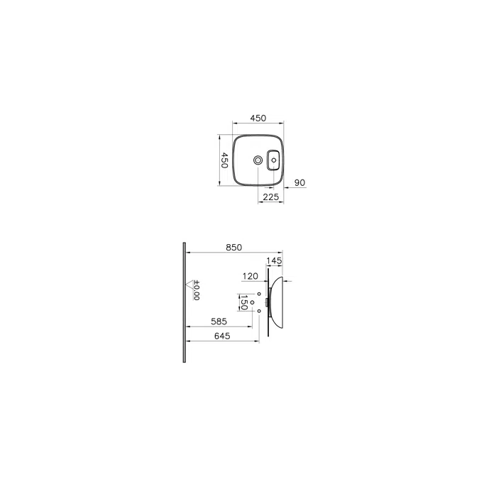 BIM objects - Free download! Wash Basin - 45cm - Bowl - Counter Top ...