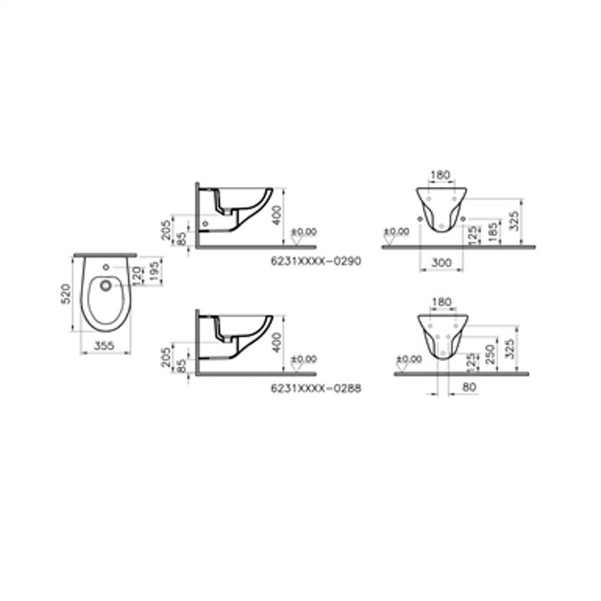 BIM objects - Free download! Bidet - Wall Mounted - Arkitekt Series ...