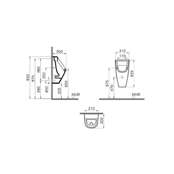 BIM objects - Free download! Urinal - S20 Series - VitrA | BIMobject