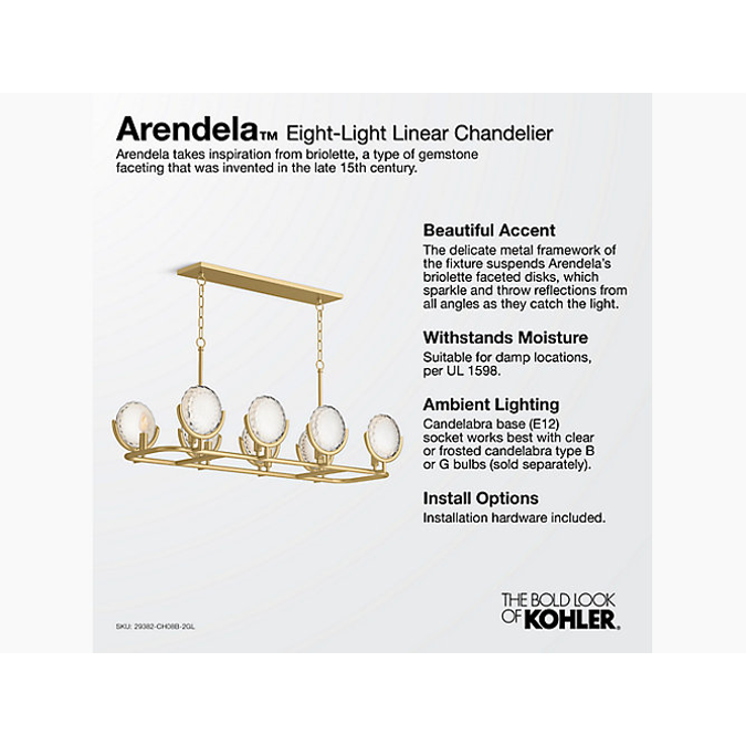 Objetos BIM - ¡Descarga gratis! Arendela™ Eight-light linear chandelier ...