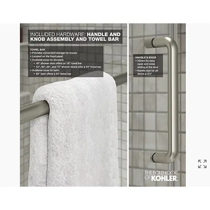 BIM objects - Free download! Elate™ Sliding shower door, 70-1/2" H x 50 ...
