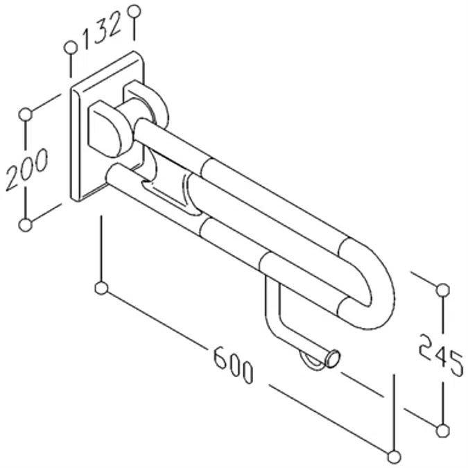 BIM objects - Free download! Nylon Care Lift-up support rail, L = 600 ...