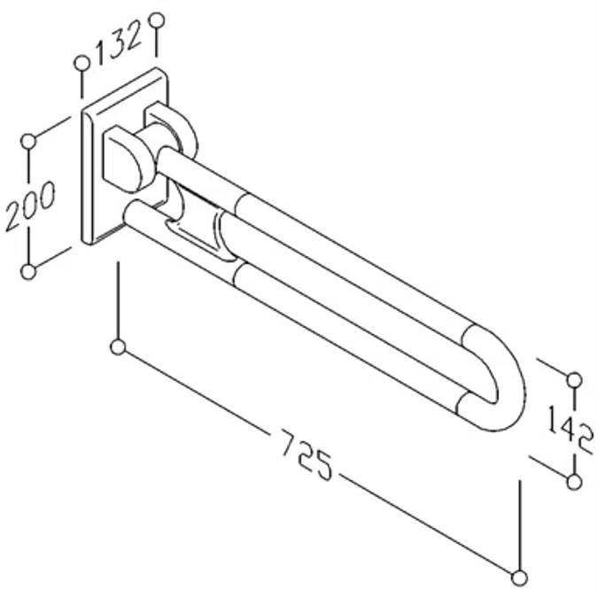 BIM objects - Free download! Nylon Care Lift-up support rail, L = 725 | BIMobject