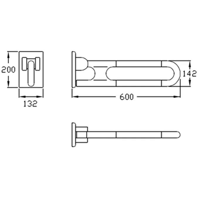 BIM objects - Free download! Nylon Care Lift-up support rail, L = 600 ...